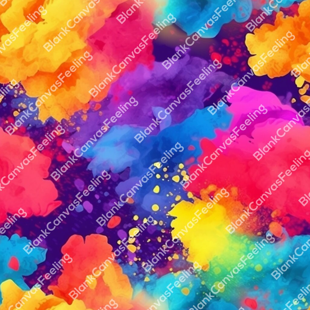 Holi Splatters Illustration Set, Seamless Patterns, Digital Paper ...