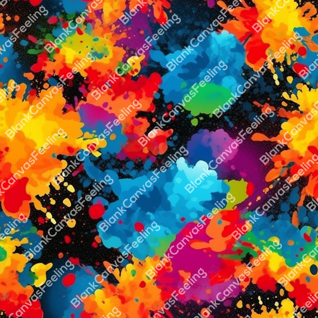 Holi Splatters Illustration Set, Seamless Patterns, Digital Paper ...