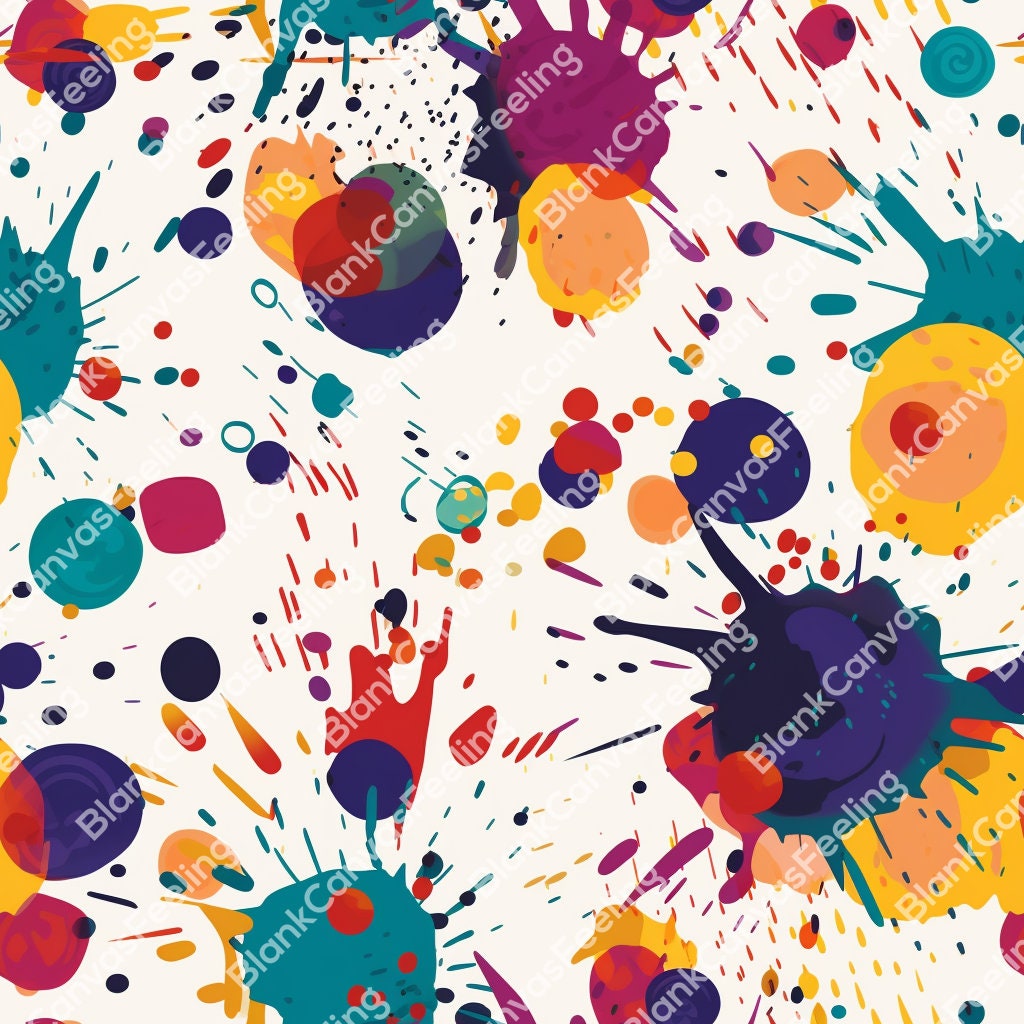 Holi Splatters Illustration Set, Seamless Patterns, Digital Paper ...