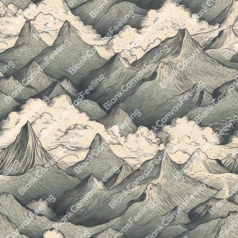 Mountain Patterns Illustration Set Seamless Patterns Digital - Etsy