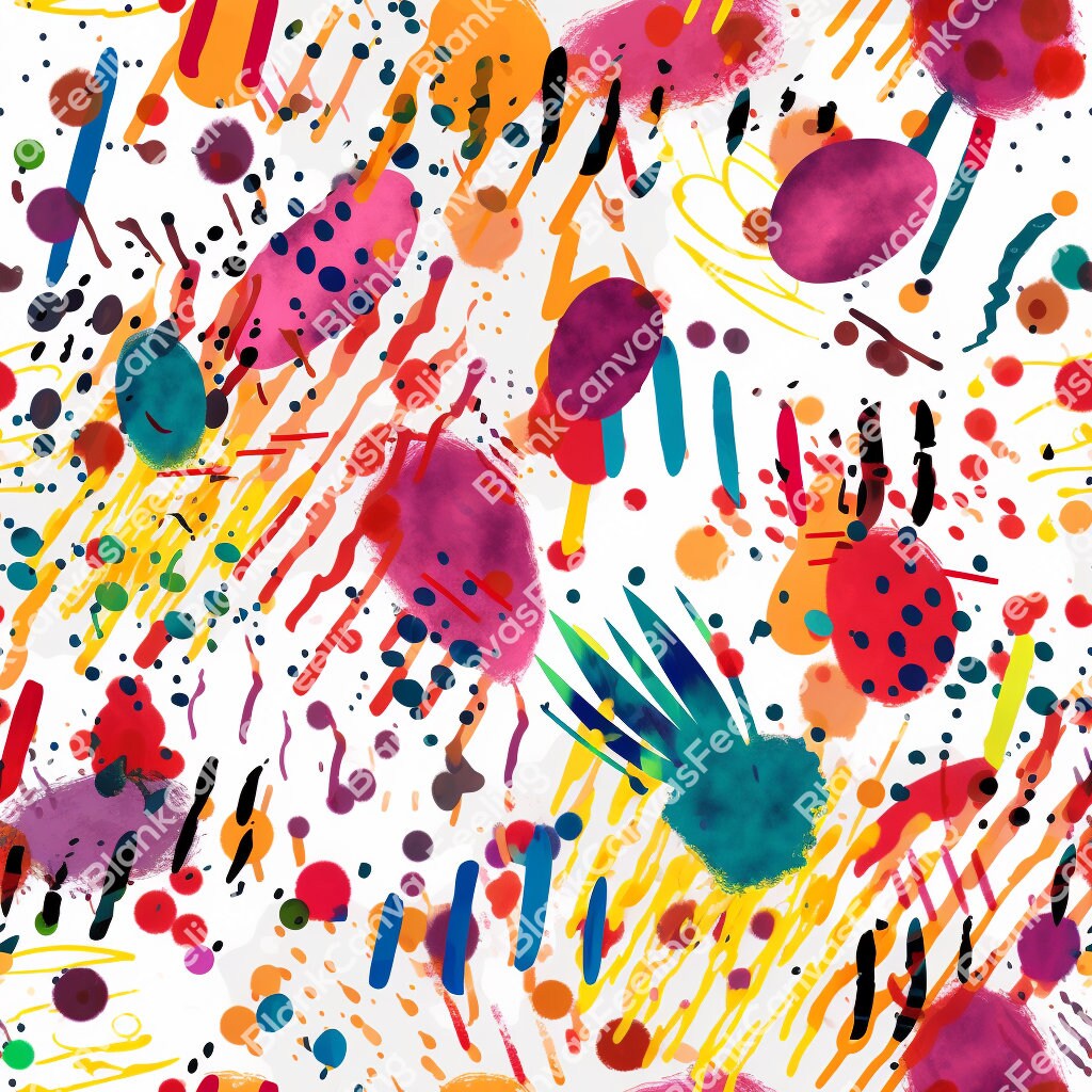 Holi Splatters Illustration Set, Seamless Patterns, Digital Paper ...