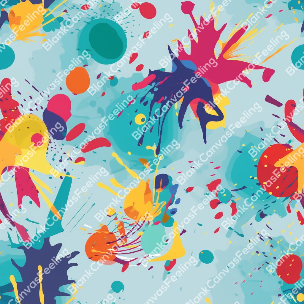 Holi Splatters Illustration Set, Seamless Patterns, Digital Paper ...