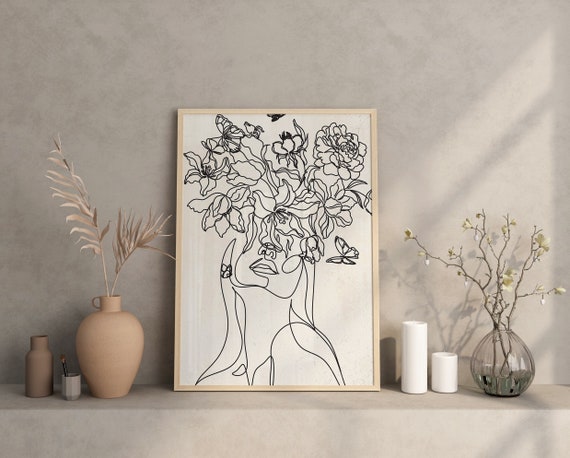 One Line Modern Line Art Woman Printable Wall Art Digital - Etsy