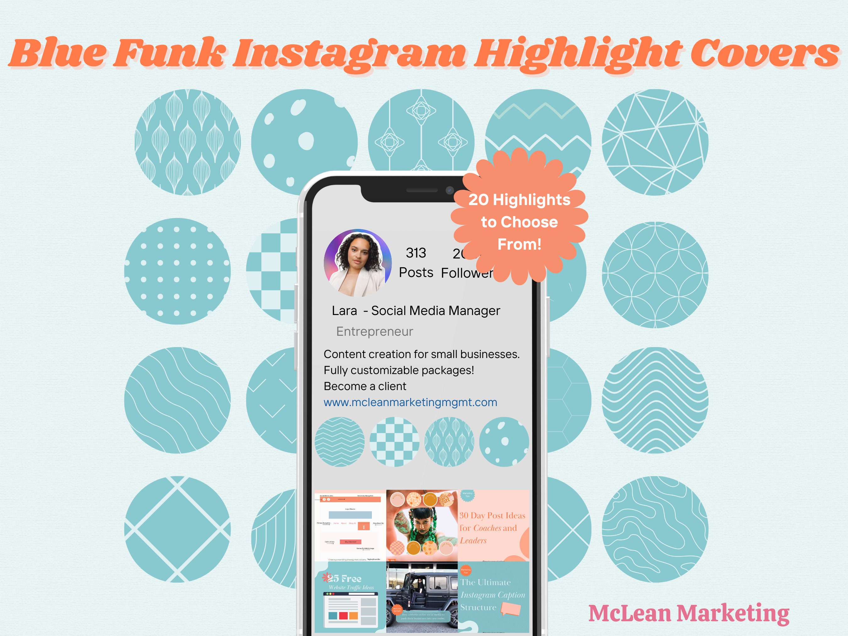 Blue Funk Instagram Highlight Covers, Groovy Covers for Instagram, 90s ...