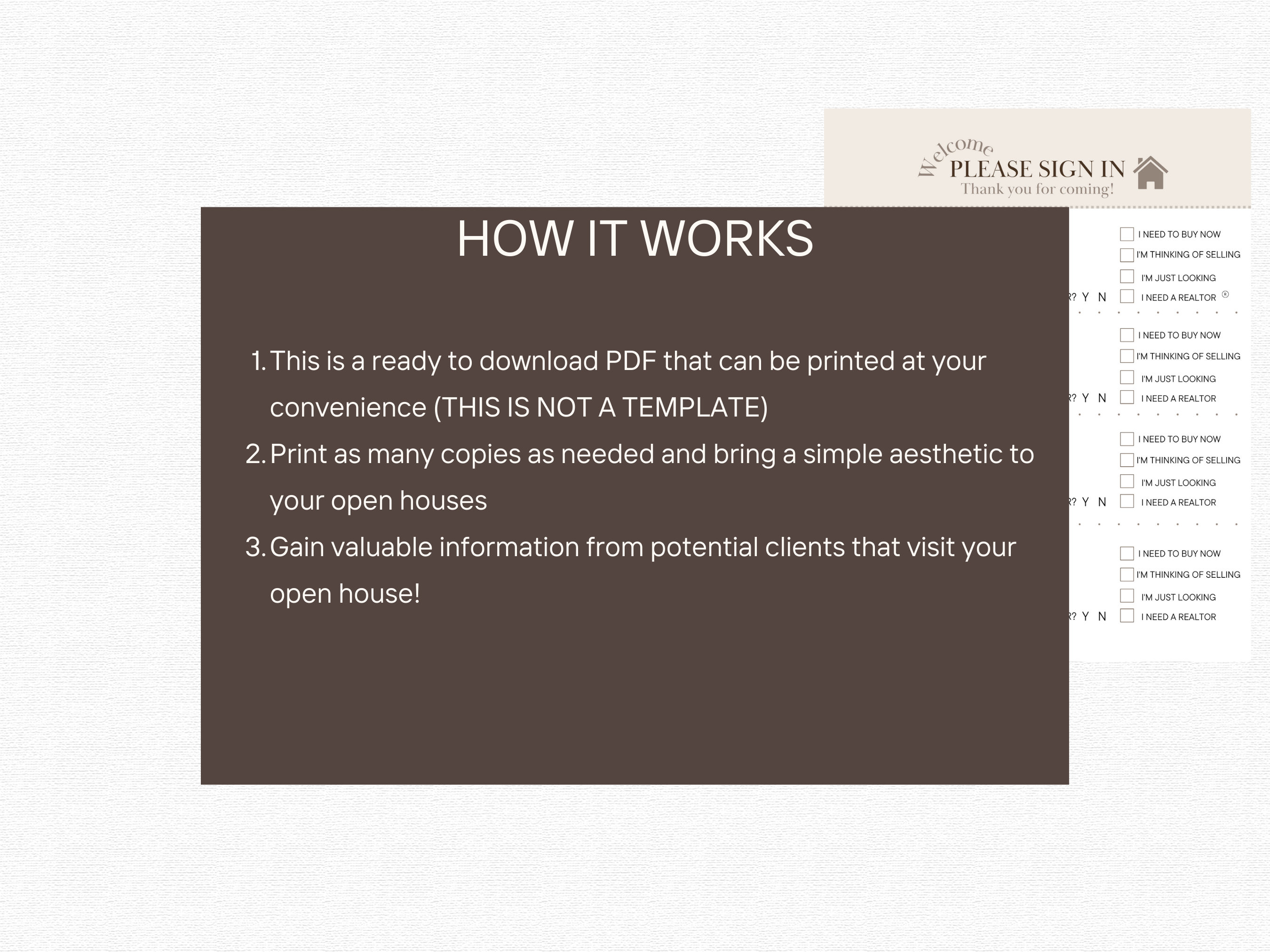 Real Estate Open House Sign-in Sheet | Welcome Sheet | Ready to ...