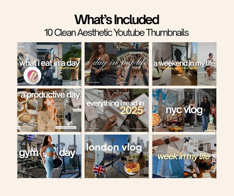 10 Editable Youtube Thumbnail Templates – Minimalist Aesthetic Canva ...