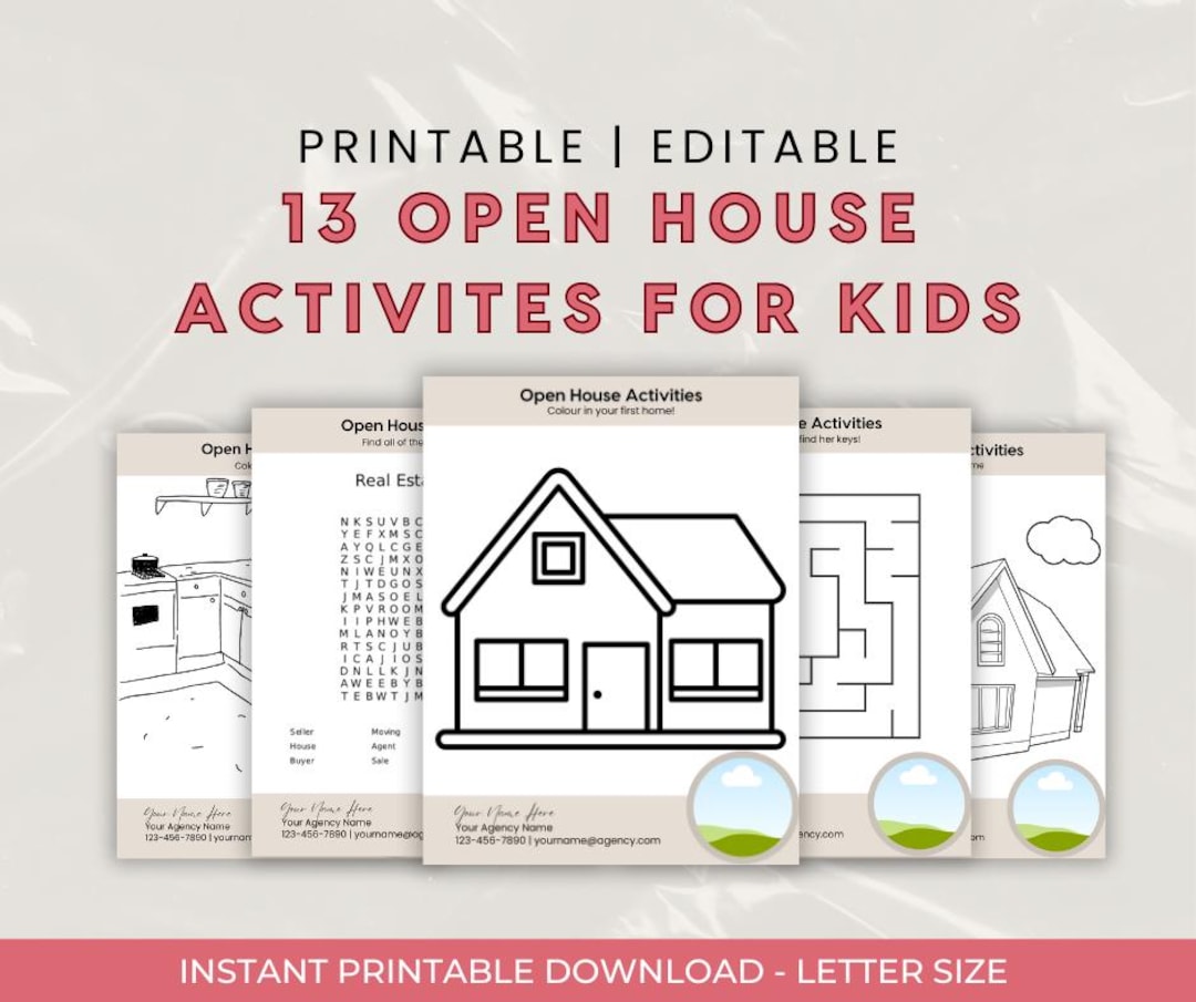Open House Kids' Activity Pack: Editable Coloring Pages, Word Search ...