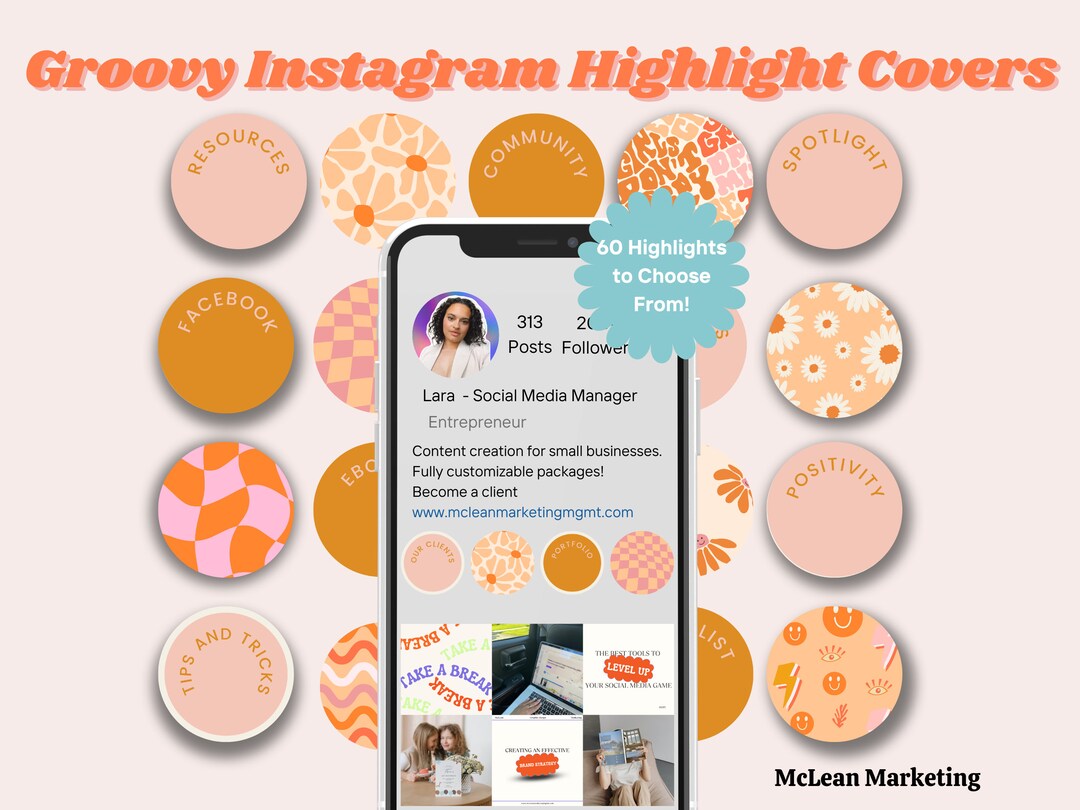 Retro Groovy Instagram Highlight Covers: 70s 90s Style (PDF) - Etsy