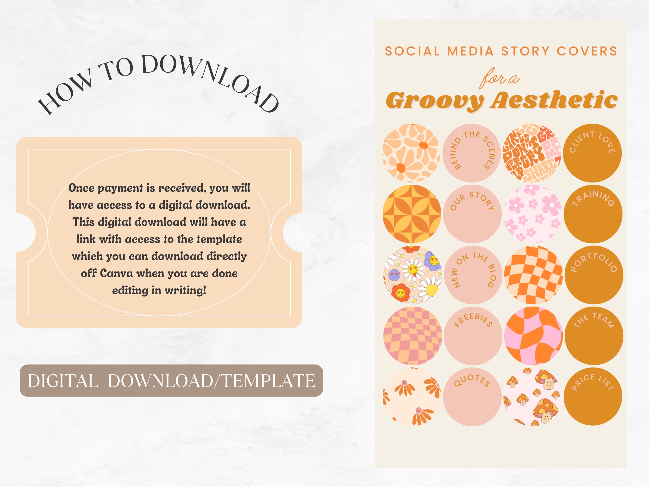 Retro Groovy Instagram Highlight Covers: 70s 90s Style (PDF) - Etsy