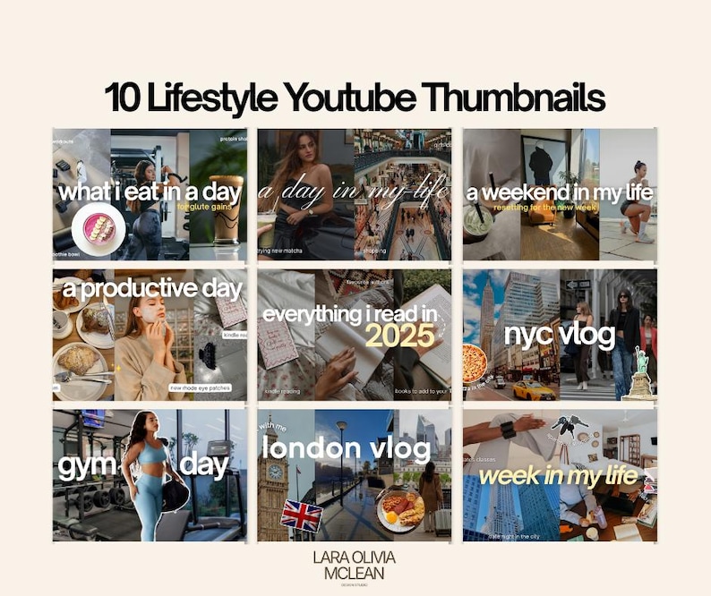 10 Editable Youtube Thumbnail Templates – Minimalist Aesthetic Canva ...