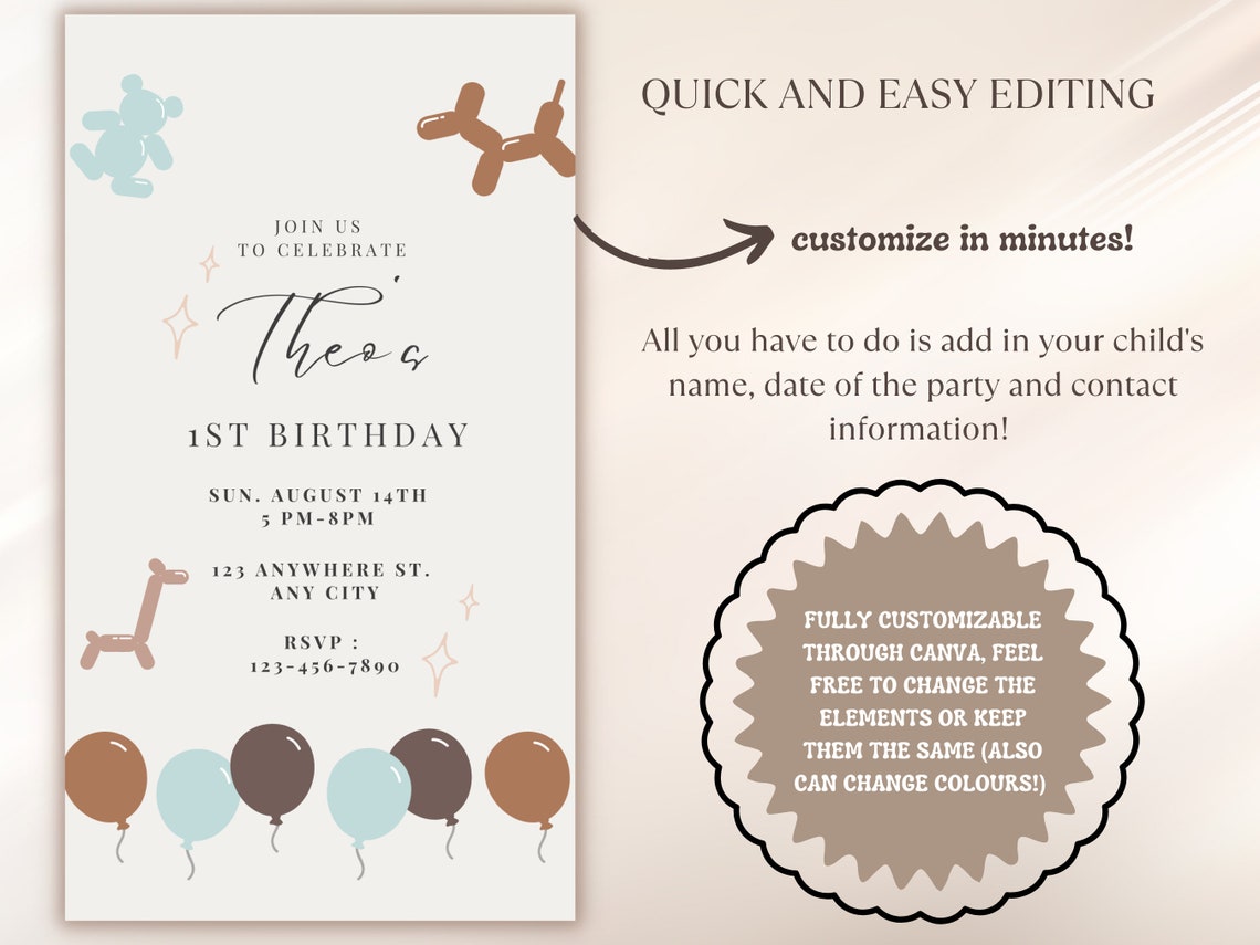 Simple Kids Birthday Invitation Template Printable| Kids Birthday ...