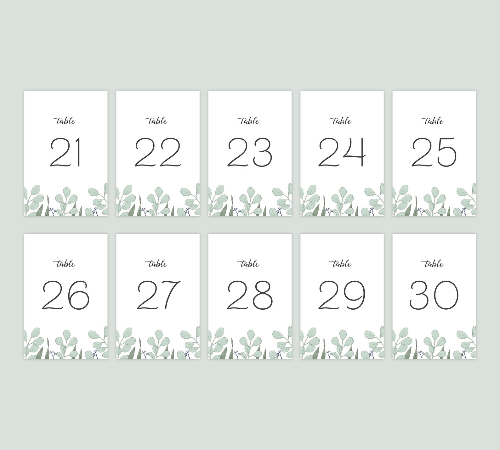 Eucalyptus Wedding Table Numbers 1-30, 4x6in, Spring Wedding, Summer ...