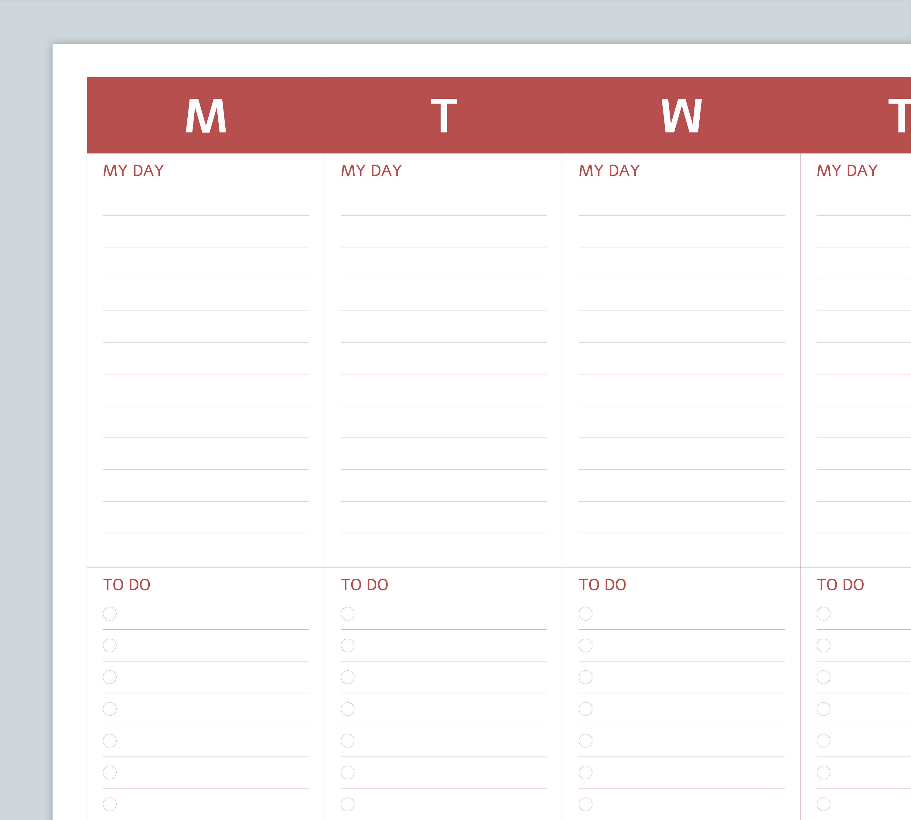 Minimal Clean Weekly Planner Printable, Letter Size 8.5x11in, Black ...