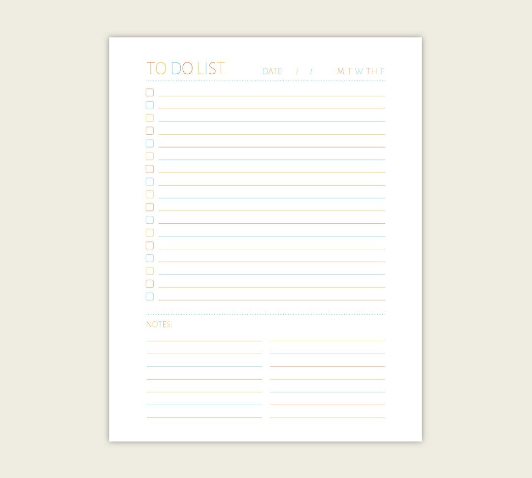 Retro Colorful to Do List Printable: Minimalist Home Office (PDF ...