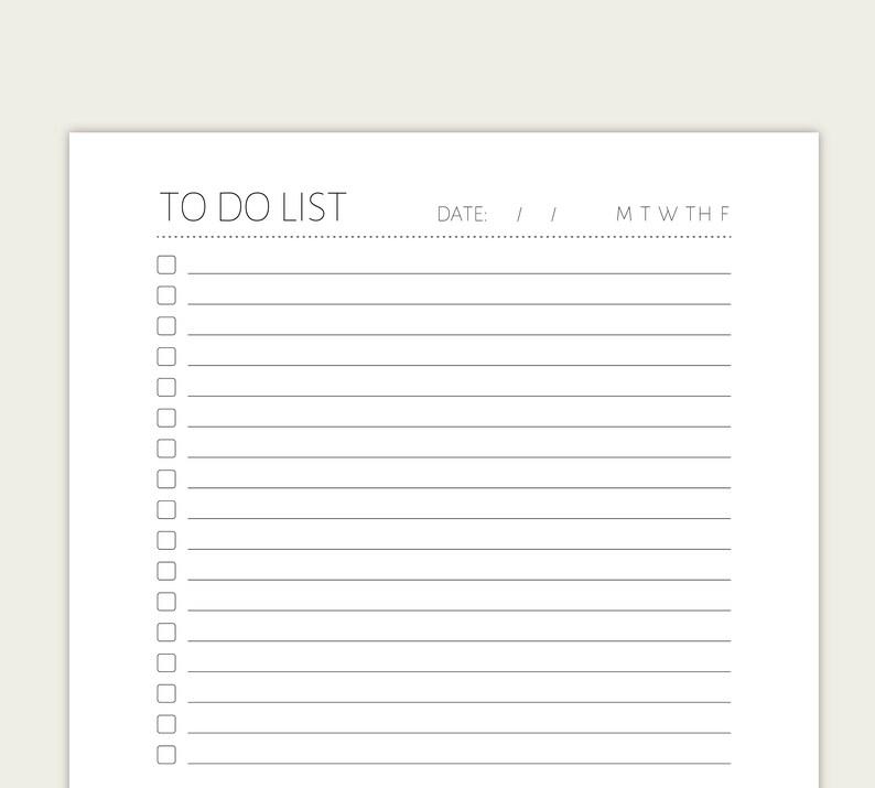 Clean Minimal to Do List Printable Download, Productivity and ...