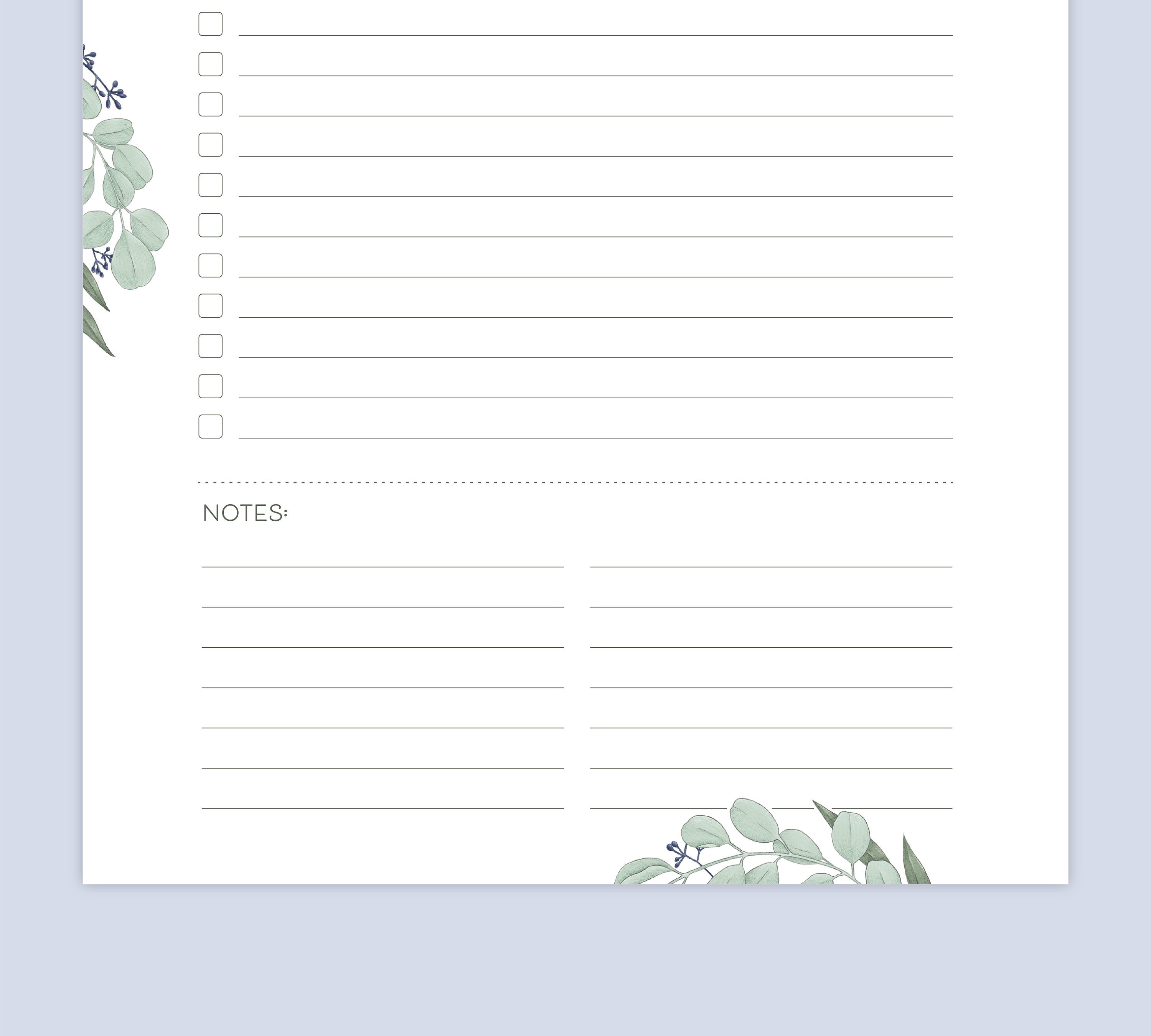 Minimal Clean Printable to Do List, Eucalyptus Floral, Pretty Chic ...