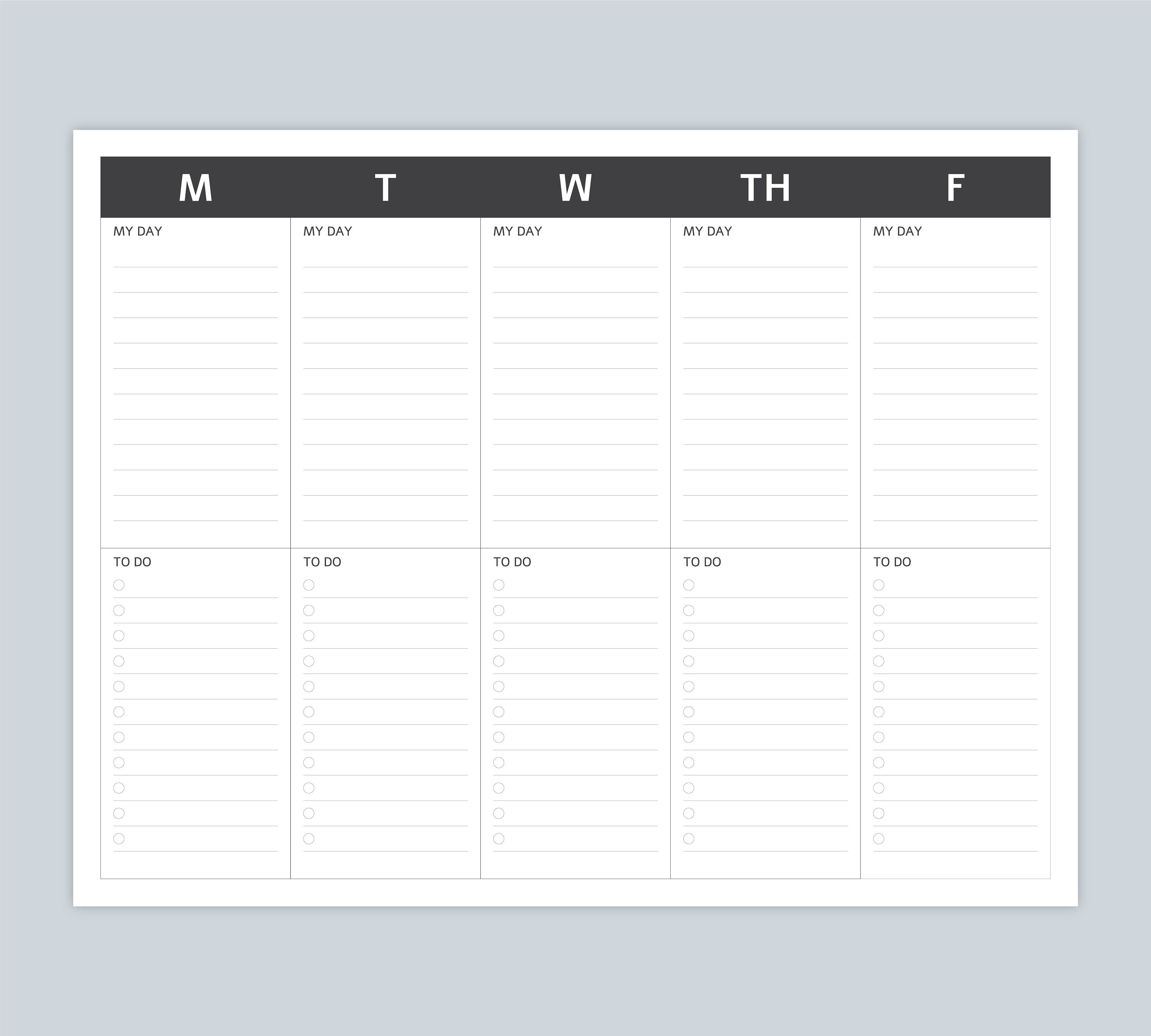 Minimal Clean Weekly Planner Printable, Letter Size 8.5x11in, Black ...