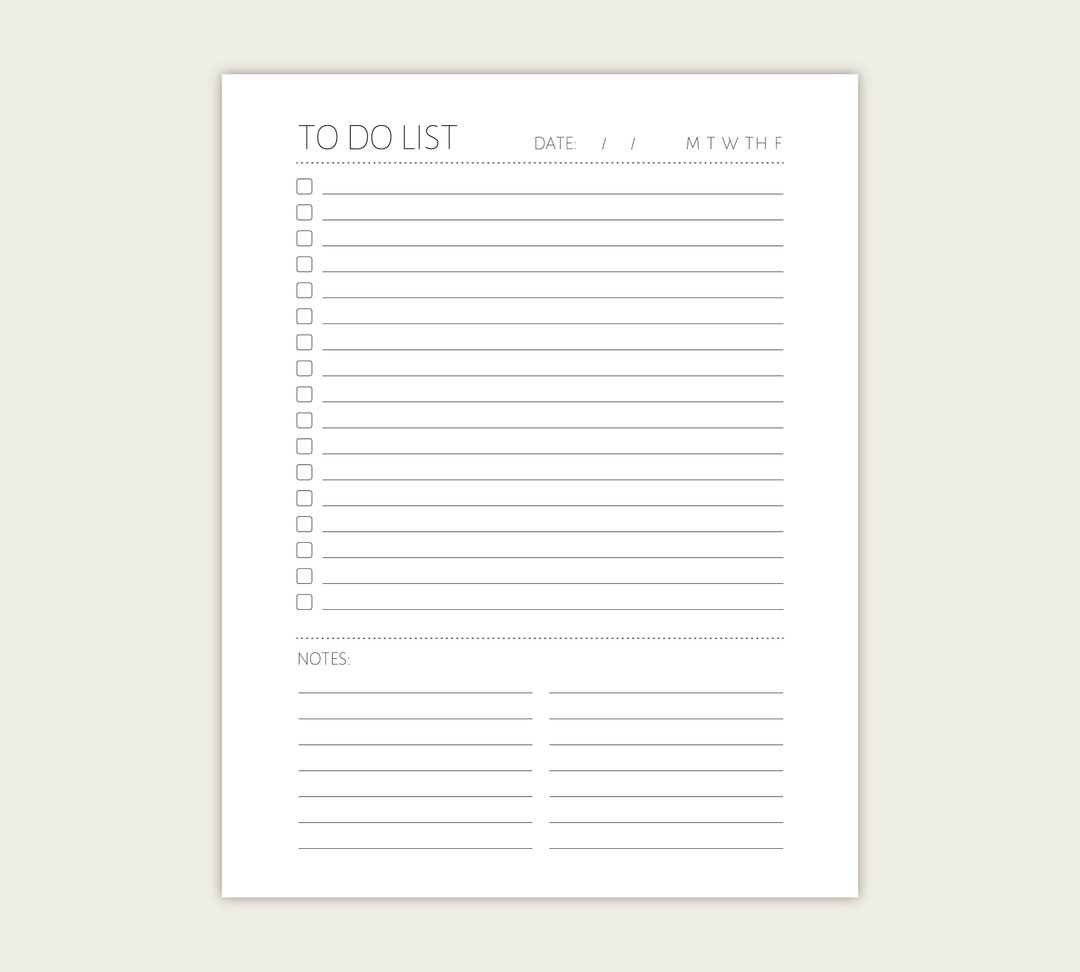 Clean Minimal to Do List Printable Download, Productivity and ...