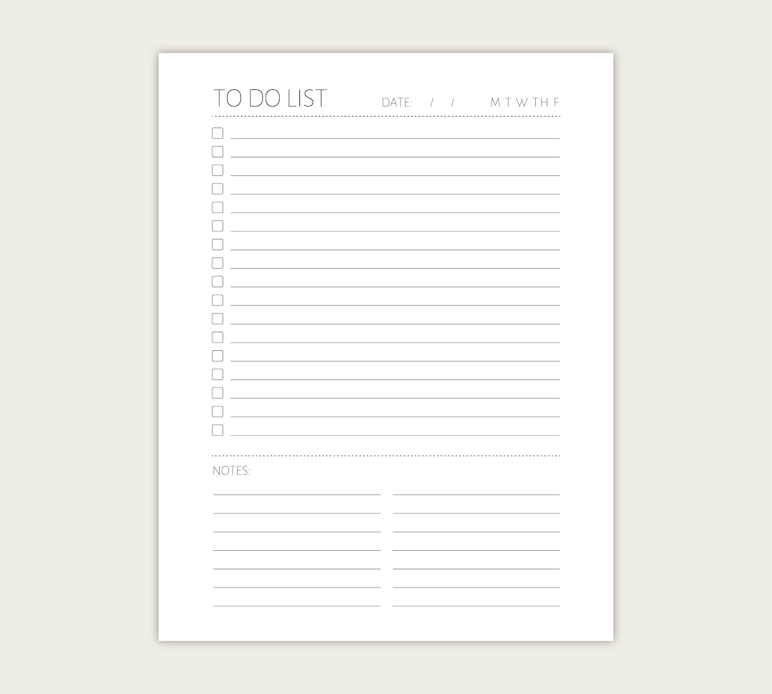 Clean Minimal to Do List Printable Download, Productivity and ...