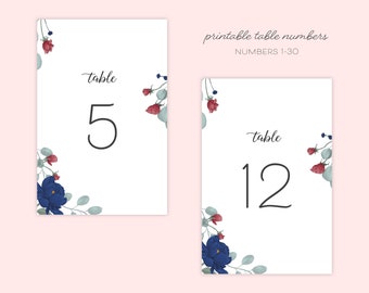 Wedding Table Numbers Printable, 4x6, Green Spring Eucalyptus ...