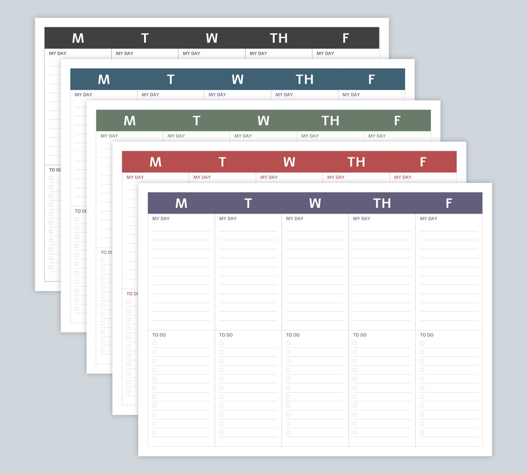 Minimal Clean Weekly Planner Printable, Letter Size 8.5x11in, Black ...