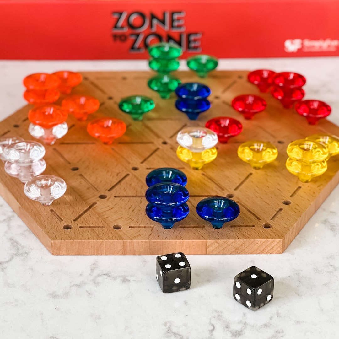Zone to Zone - A Wooden Strategy Board Game; Dice, Math, Educational ...