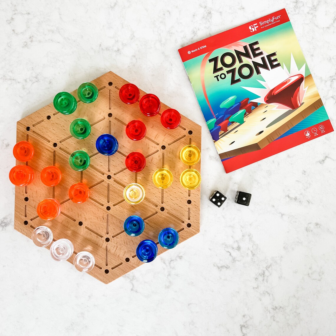 Zone to Zone - A Wooden Strategy Board Game; Dice, Math, Educational ...