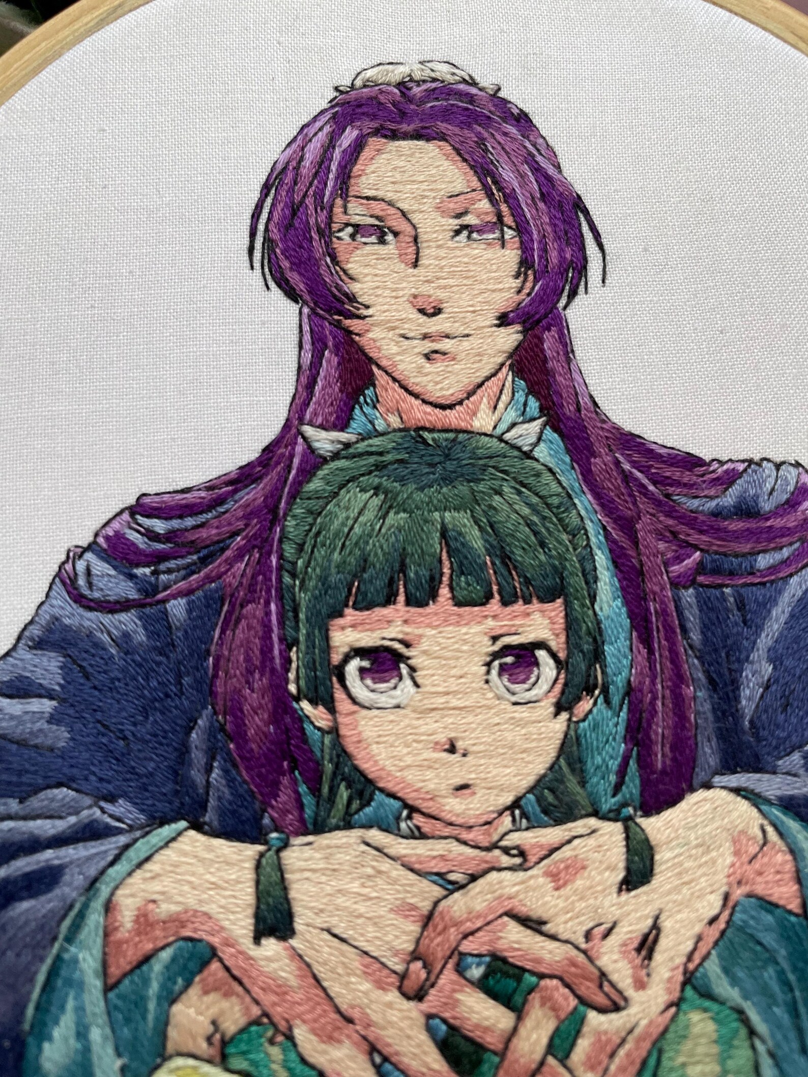 Anime Embroidery Art, Anime Couple Art, 9" Embroidery Hoop, Anime Gift ...