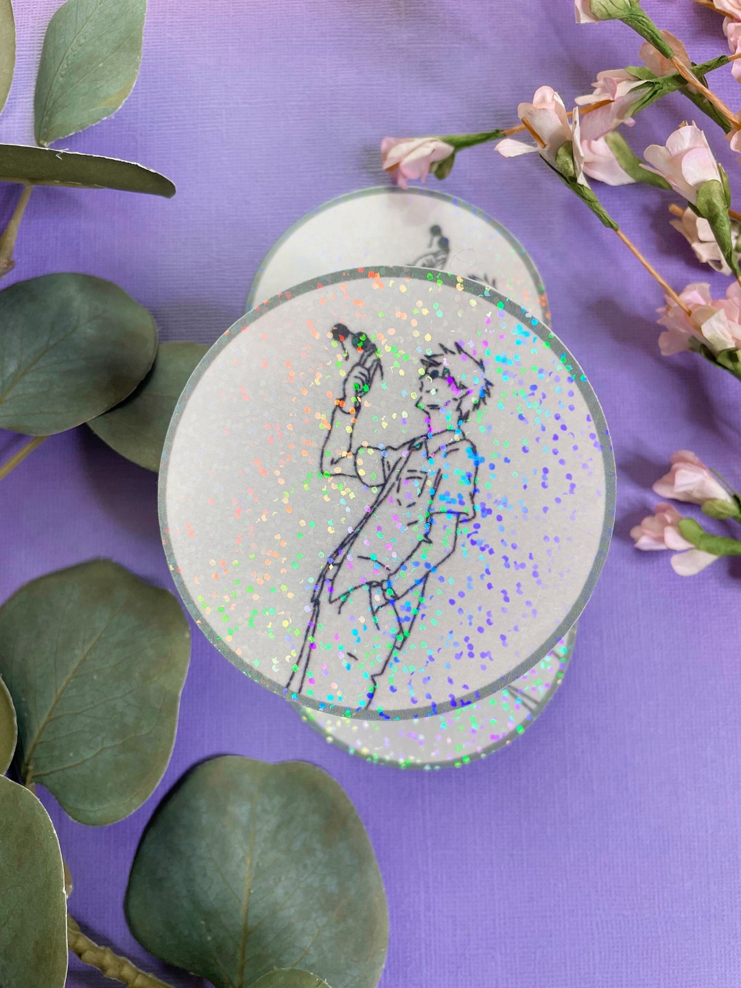 Anime Sticker Holographic, Anime Sticker for Bottle, Embroidery Art ...