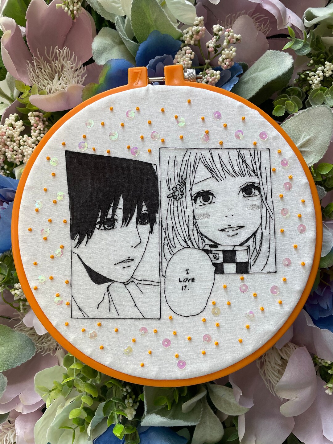 Shoujo Anime Embroidery Art, Anime Double Side Hoop, Anime Decor, Anime ...