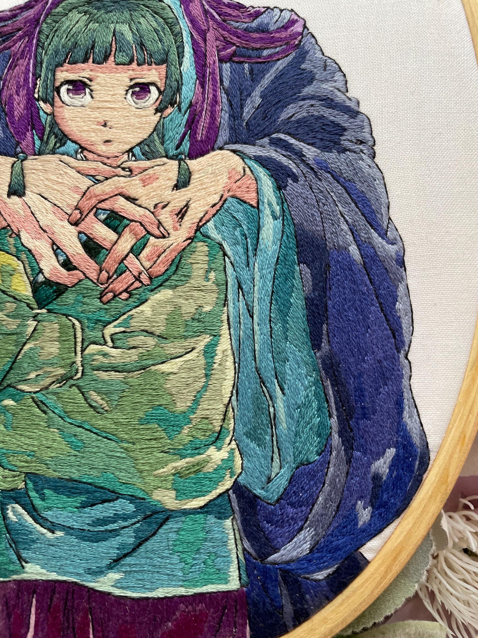 Anime Embroidery Art, Anime Couple Art, 9" Embroidery Hoop, Anime Gift ...