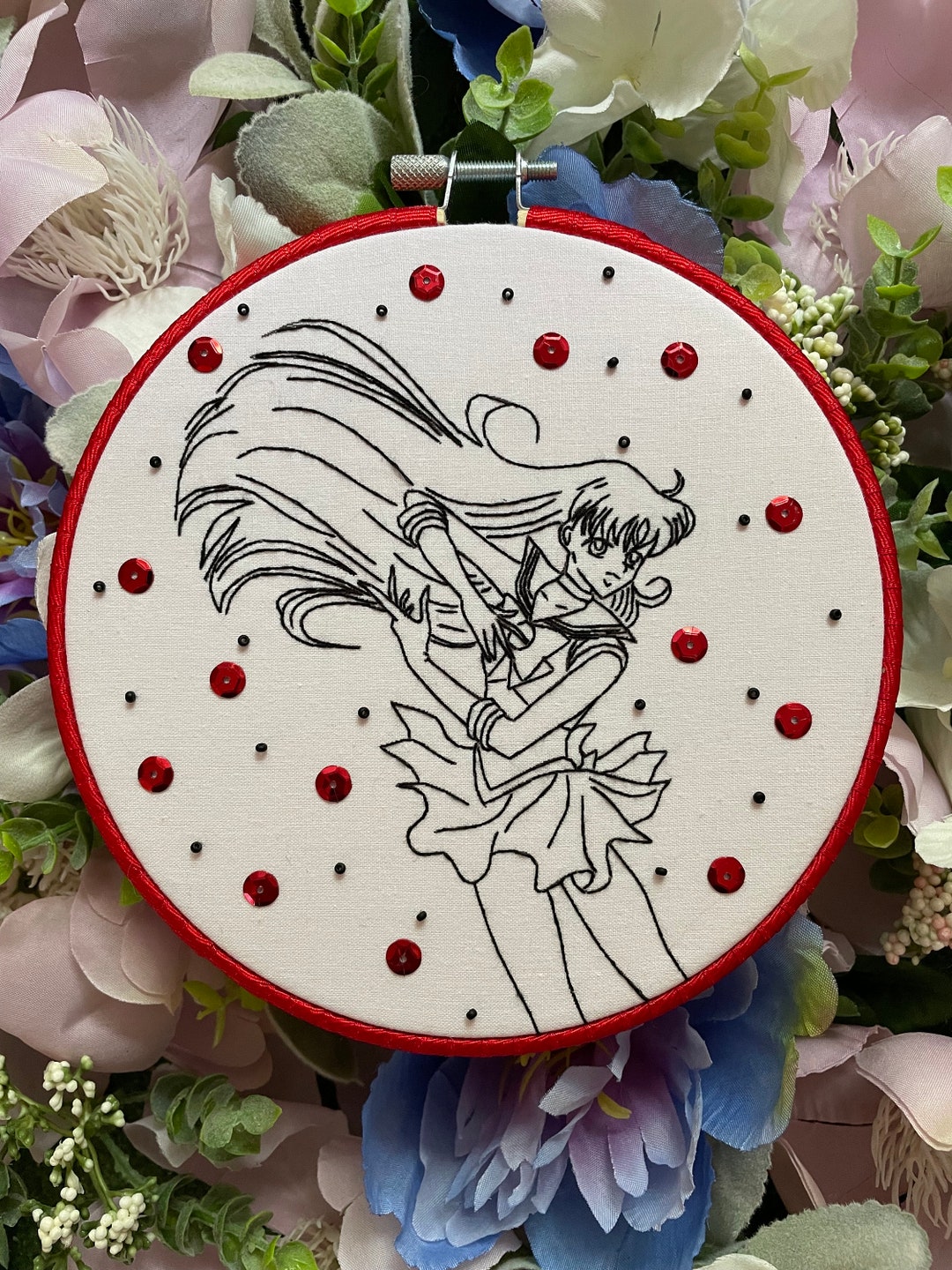 Magical Girl Mars, Anime Girl Art, Sailor Girl Red, Anime Embroidery ...