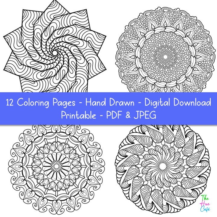 Mandala Coloring Pages - Instant Digital Download - Hand Drawn - JPEG ...