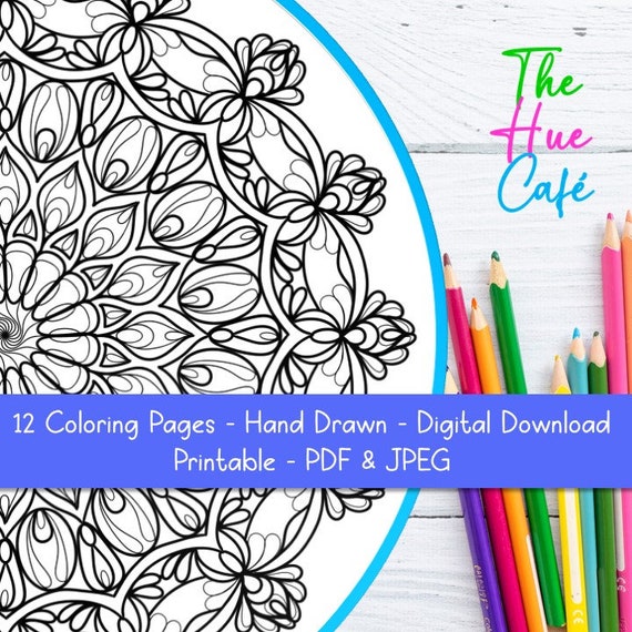 Mandala Coloring Pages Instant Digital Download Hand Drawn - Etsy