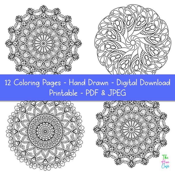 Mandala Coloring Pages - Instant Digital Download - Hand Drawn - JPEG ...