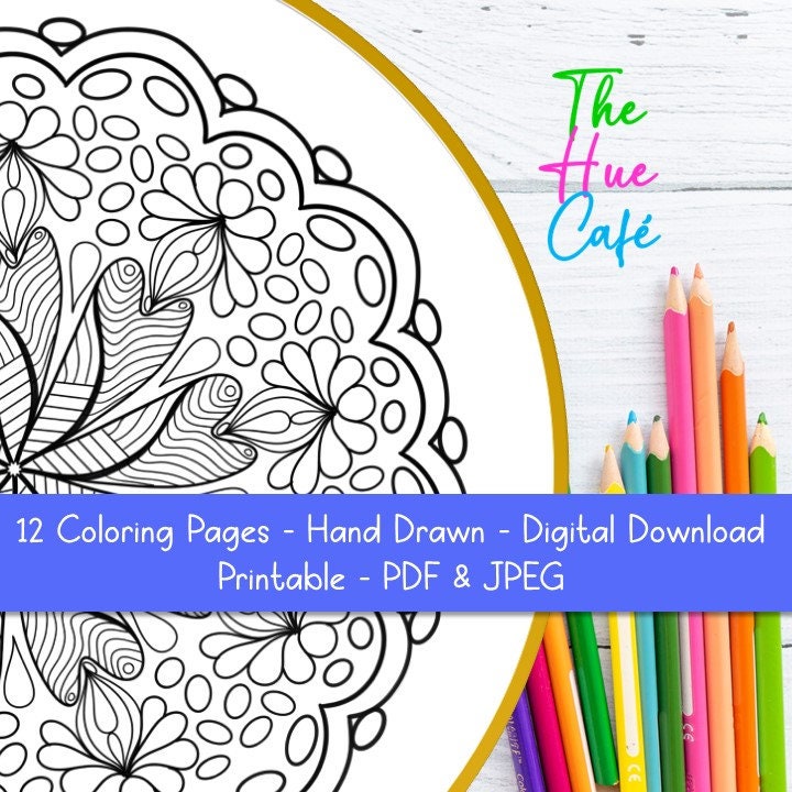 Mandala Coloring Pages - Instant Digital Download - Hand Drawn - JPEG ...