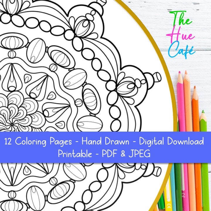 Mandala Coloring Pages - Instant Digital Download - Hand Drawn - JPEG ...