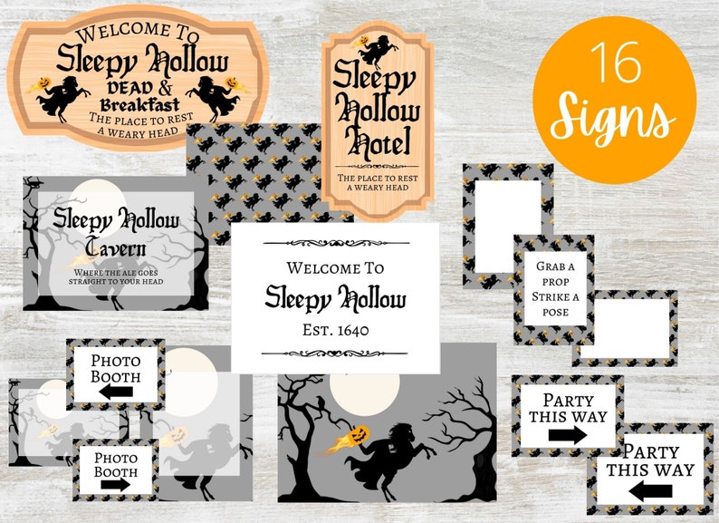 Sleepy Hollow Party Printable Bundle, Sleepy Hollow Printable Pack ...