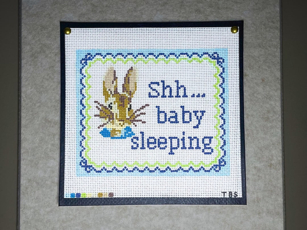 Peter Rabbit Needlepoint Canvas | "shh... Baby Sleeping" Nursery Decor ...