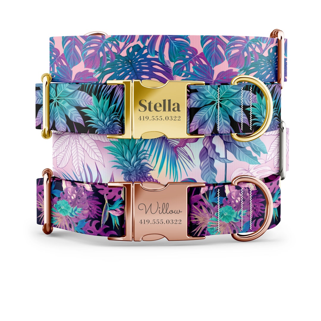 Tropical Dog Collar Personalized, High Quality Custom Dog Collars ...