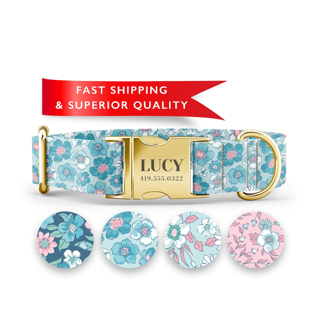 Girl Dog Collars, Flower Dog Collars, Personalized Dog Collars With ...