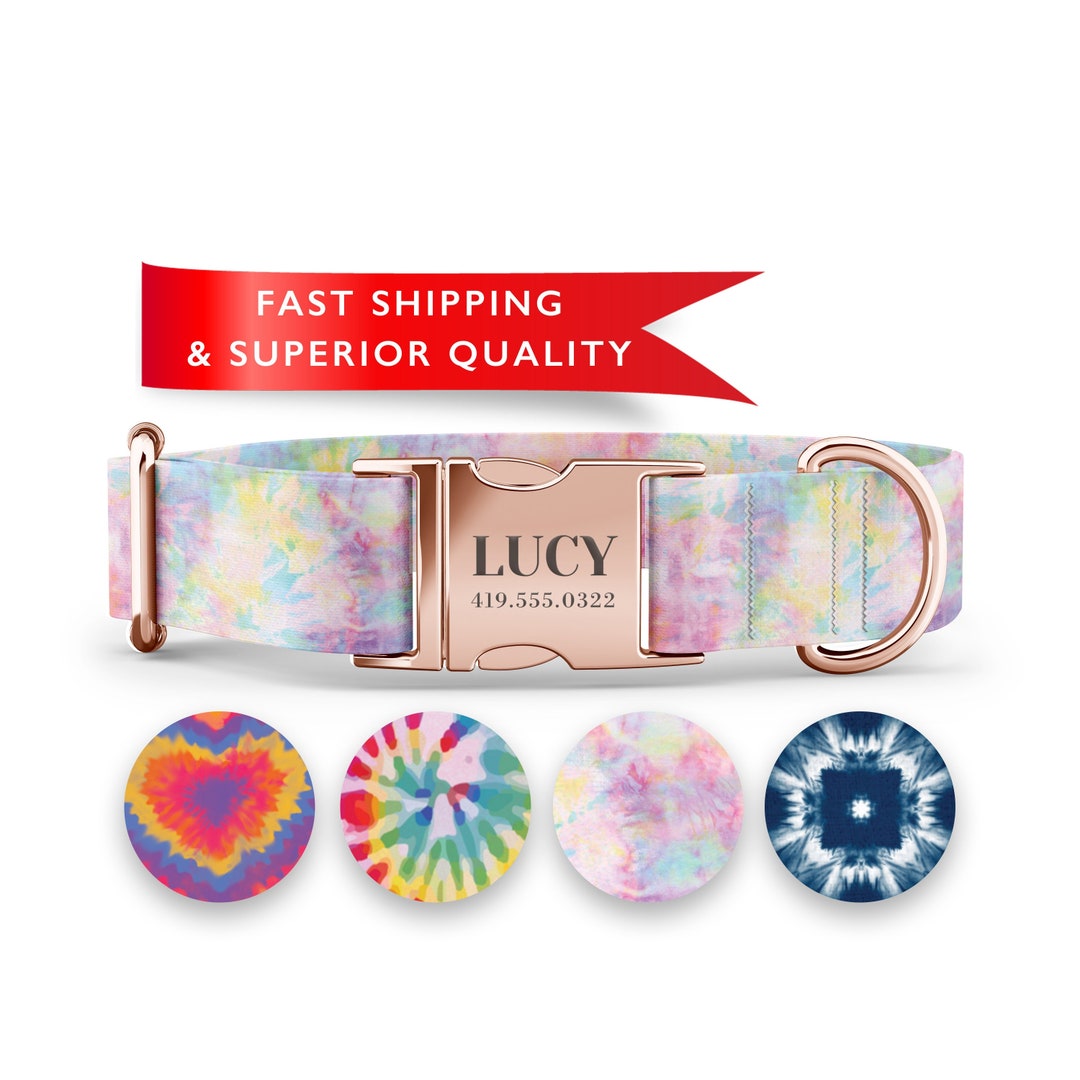Personalized Dog Collars, Custom Dog Collars With Name, Tie Dye Dog ...