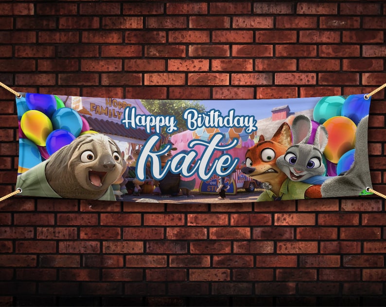 Zootopia Banner Kids Birthday Custom Banner Personalized - Etsy