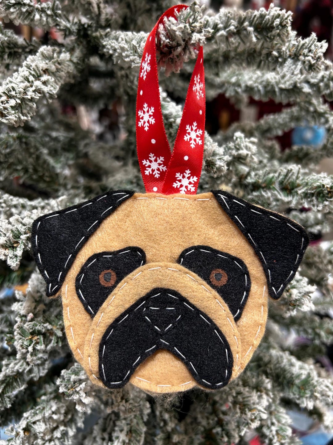 Handmade Felt Pug Ornament Custom Pet Decoration Felt Dog Ornament - Etsy