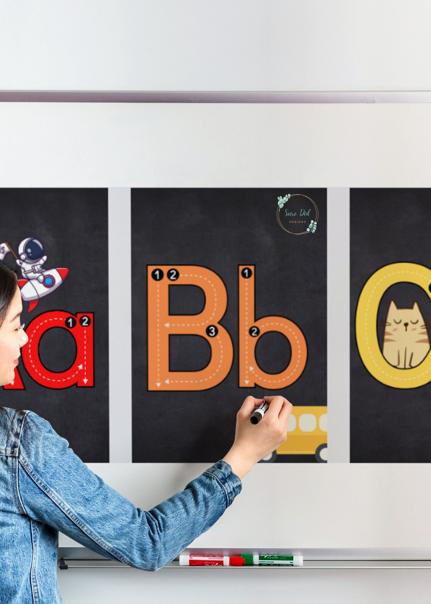 Alphabet Posters With Pictures Chalk Background - Etsy