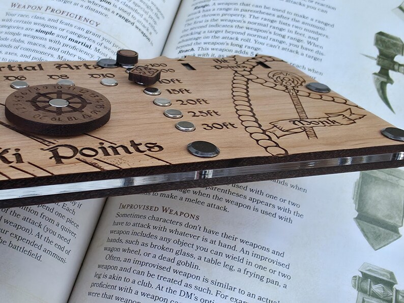 Handmade Wooden Monk 5e Character Sheet Tracker: DND Spell Slots, HP ...