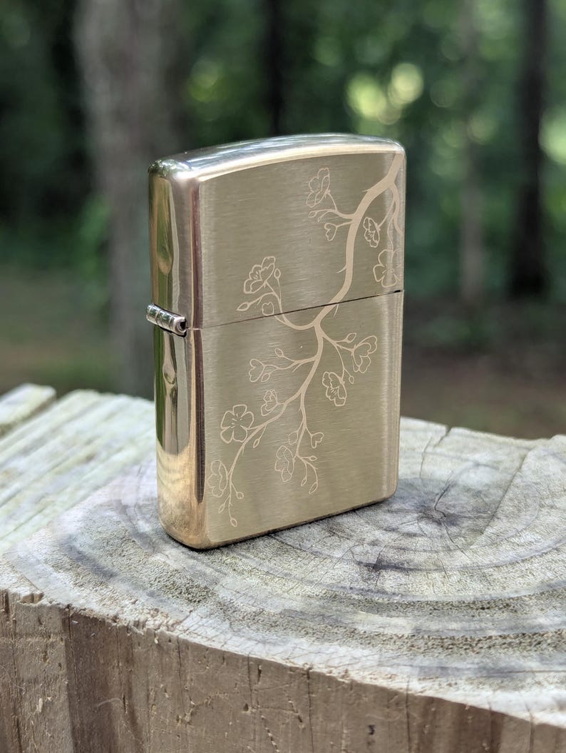 Japanese Cherry Blossom Zippo Lighter, Laser Engraved Brass - Etsy