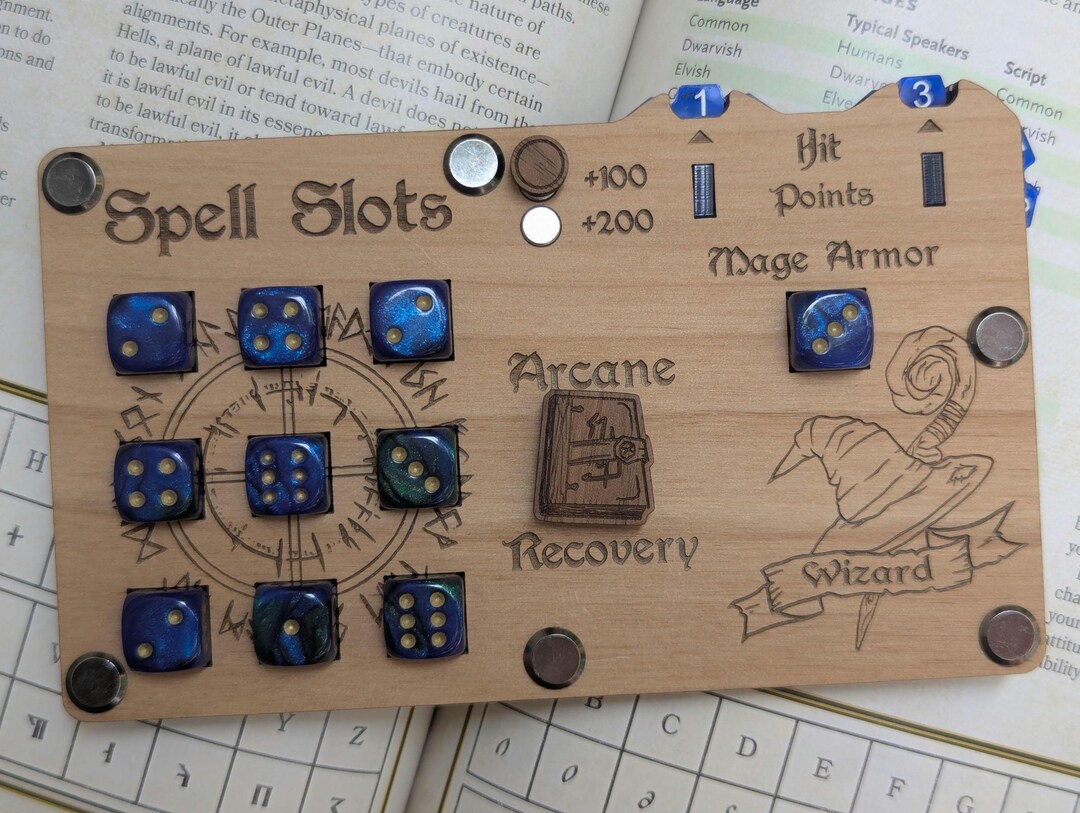 Handmade Wooden Wizard Spell Slot Tracker, DND 5e, HP Tracker - Etsy