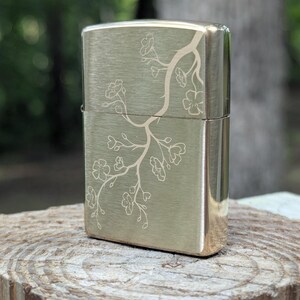 Japanese Cherry Blossom Zippo Lighter, Laser Engraved Brass - Etsy