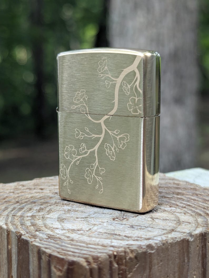 Japanese Cherry Blossom Zippo Lighter, Laser Engraved Brass - Etsy